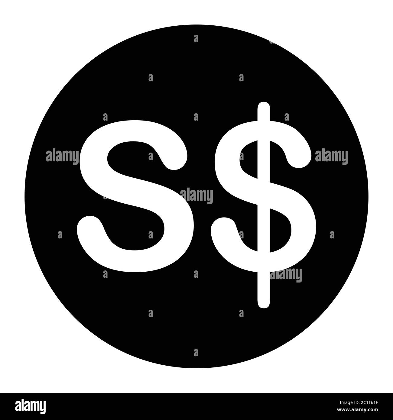 SGD Singapore Dollar Currency Symbol. Black Illustration Isolated on a ...