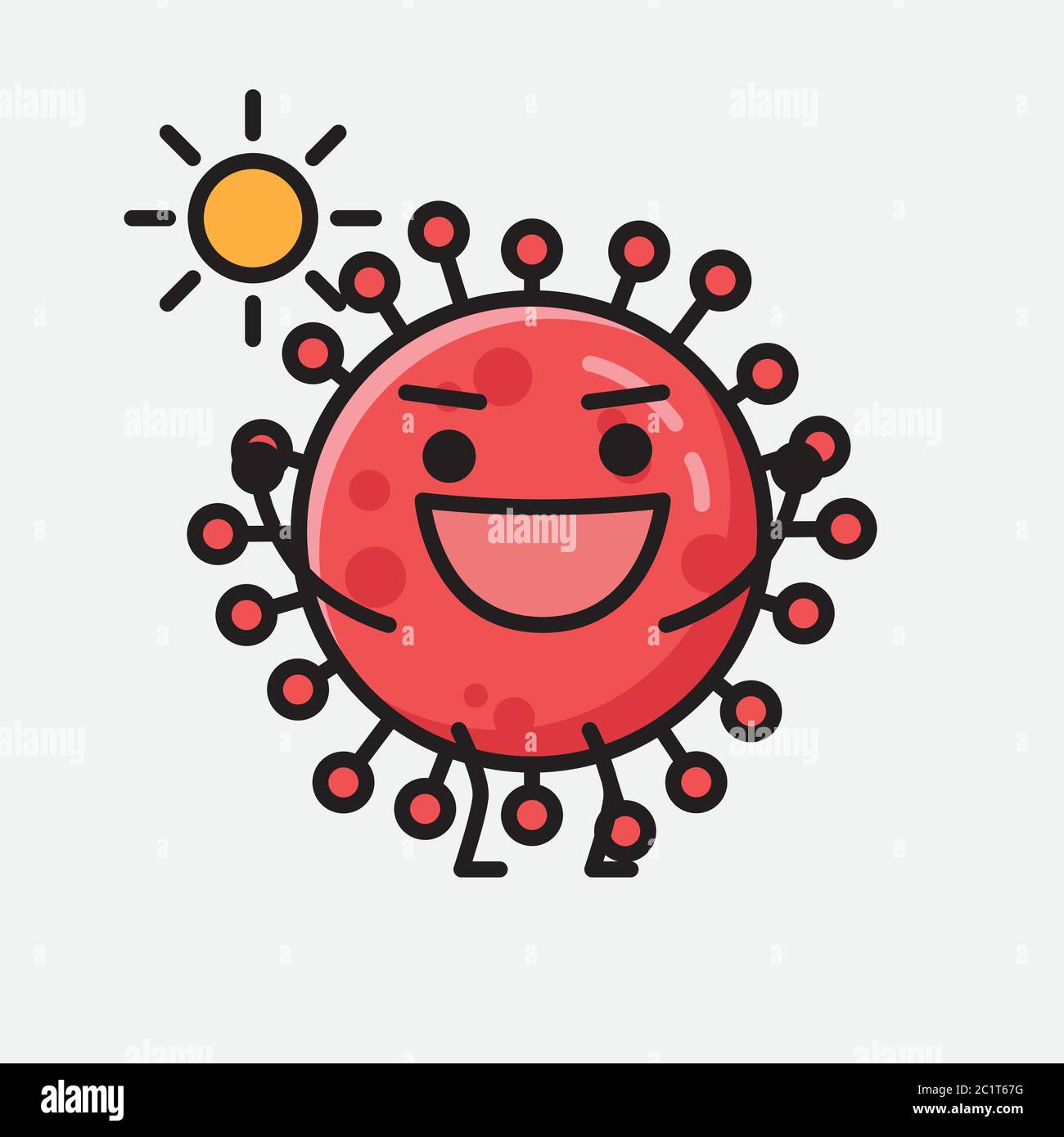 An illustration of Cute Red Corona Virus Mascot Vector Character in ...