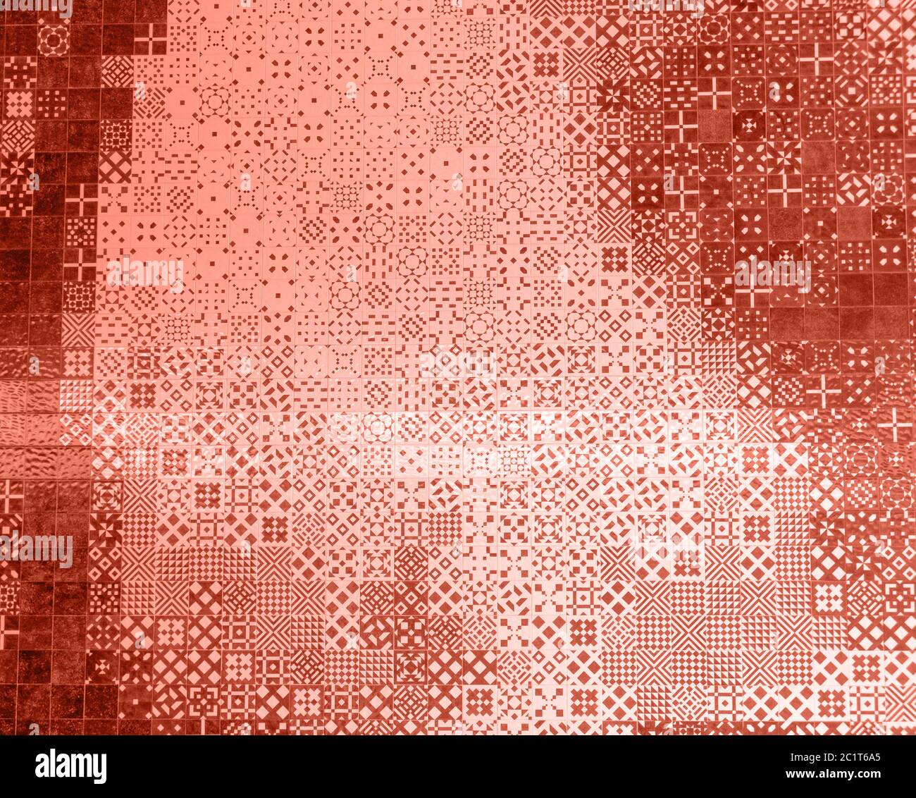 Living Coral color of the Year 2019. Ceramic tiles azulejo patterns ...