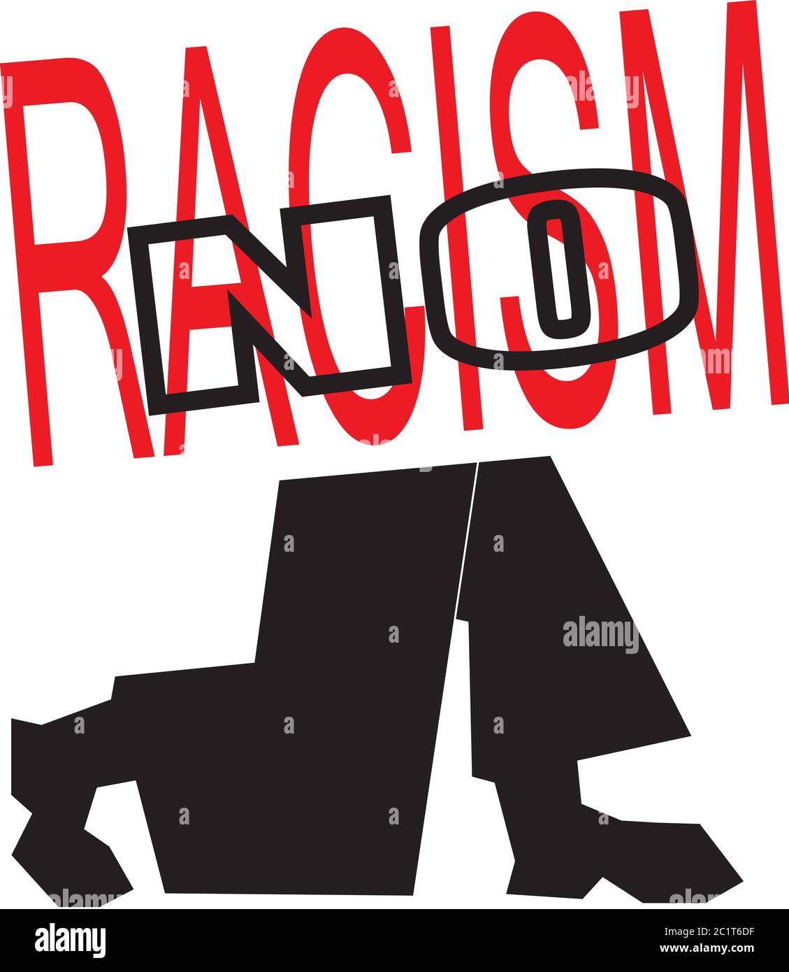 vector illustration in the style of the poster with an appeal no racism ...