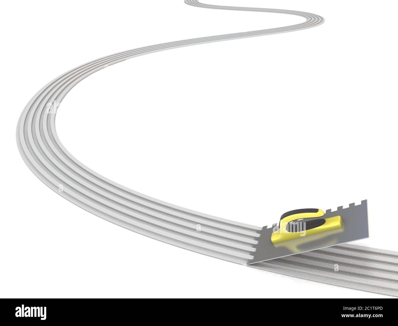 Finishing trowel spreading mortar line. 3D Stock Photo - Alamy