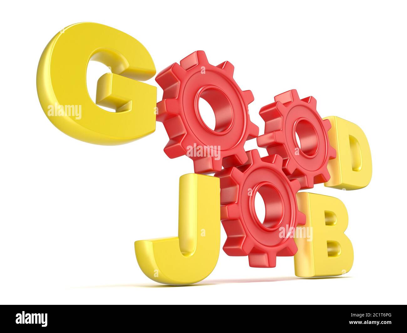 The words GOOD JOB in 3D letters and gear wheels Stock Photo - Alamy