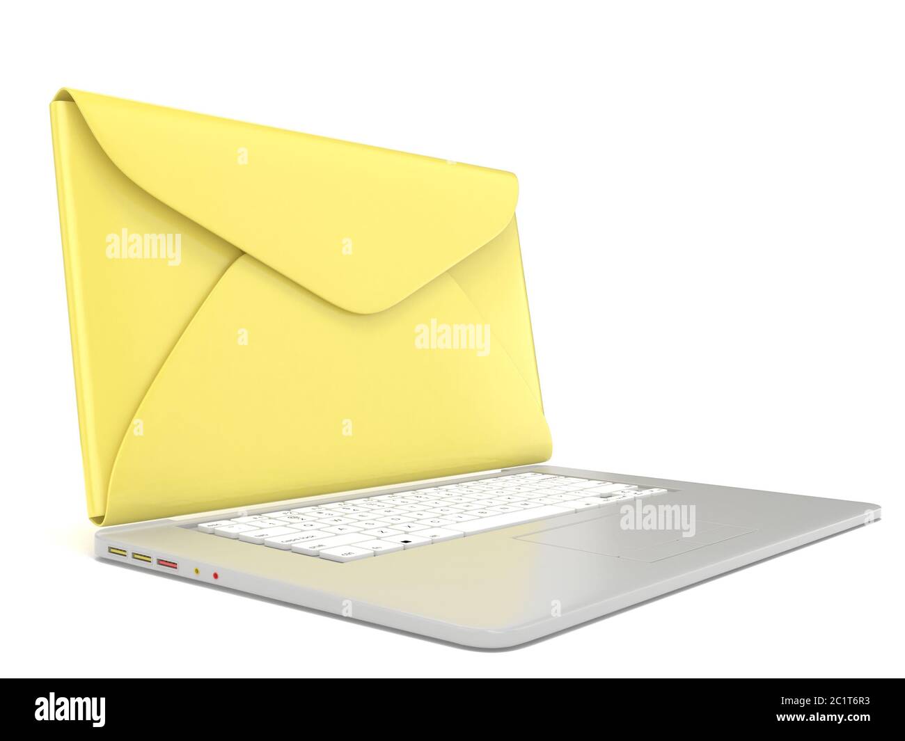 Closed envelope on laptop. Side view. 3D Stock Photo - Alamy