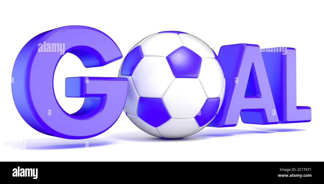 Word GOAL with the football, soccer ball. Blue color. 3D Stock Photo ...