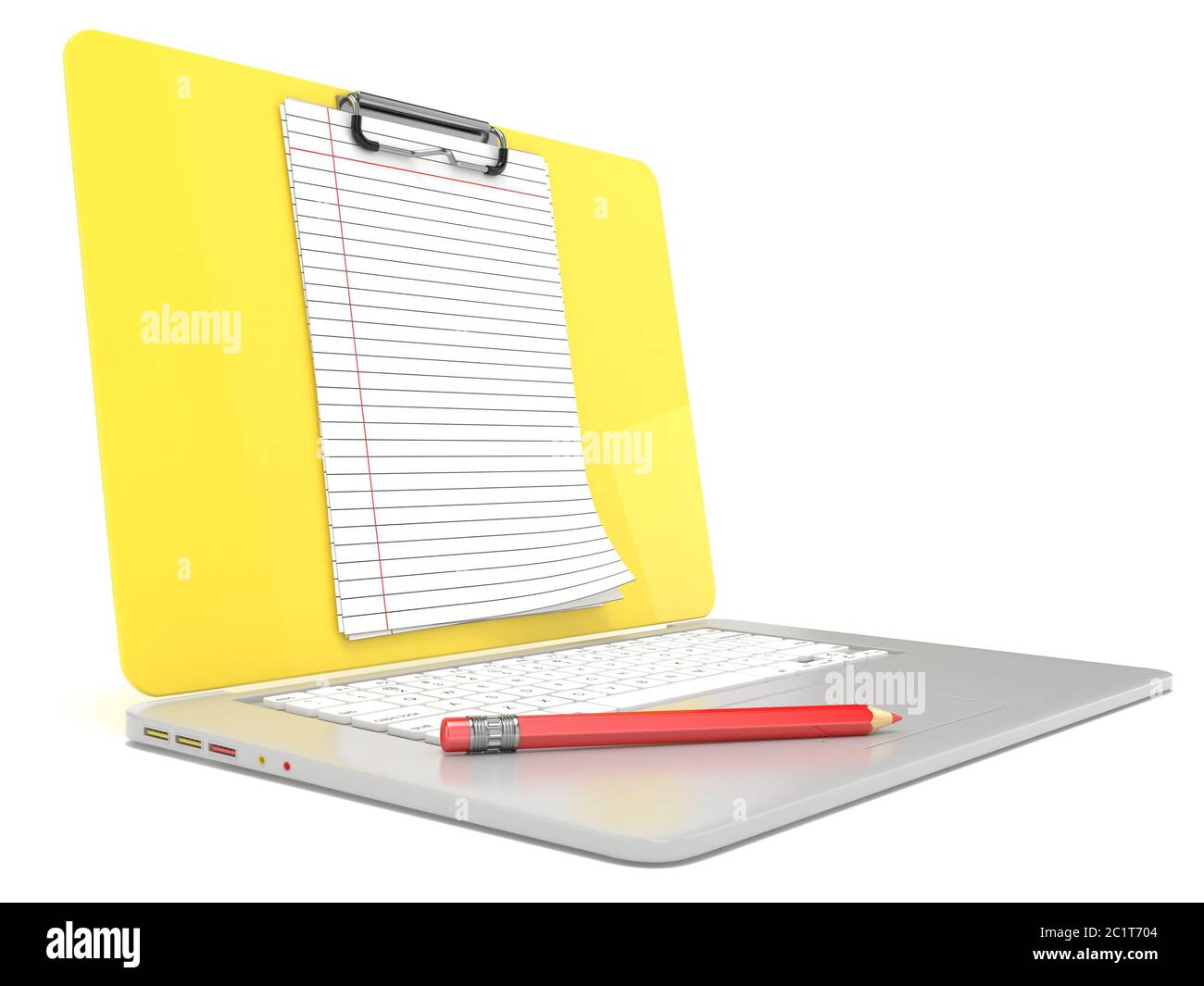Writing on paper laptop Cut Out Stock Images & Pictures - Alamy