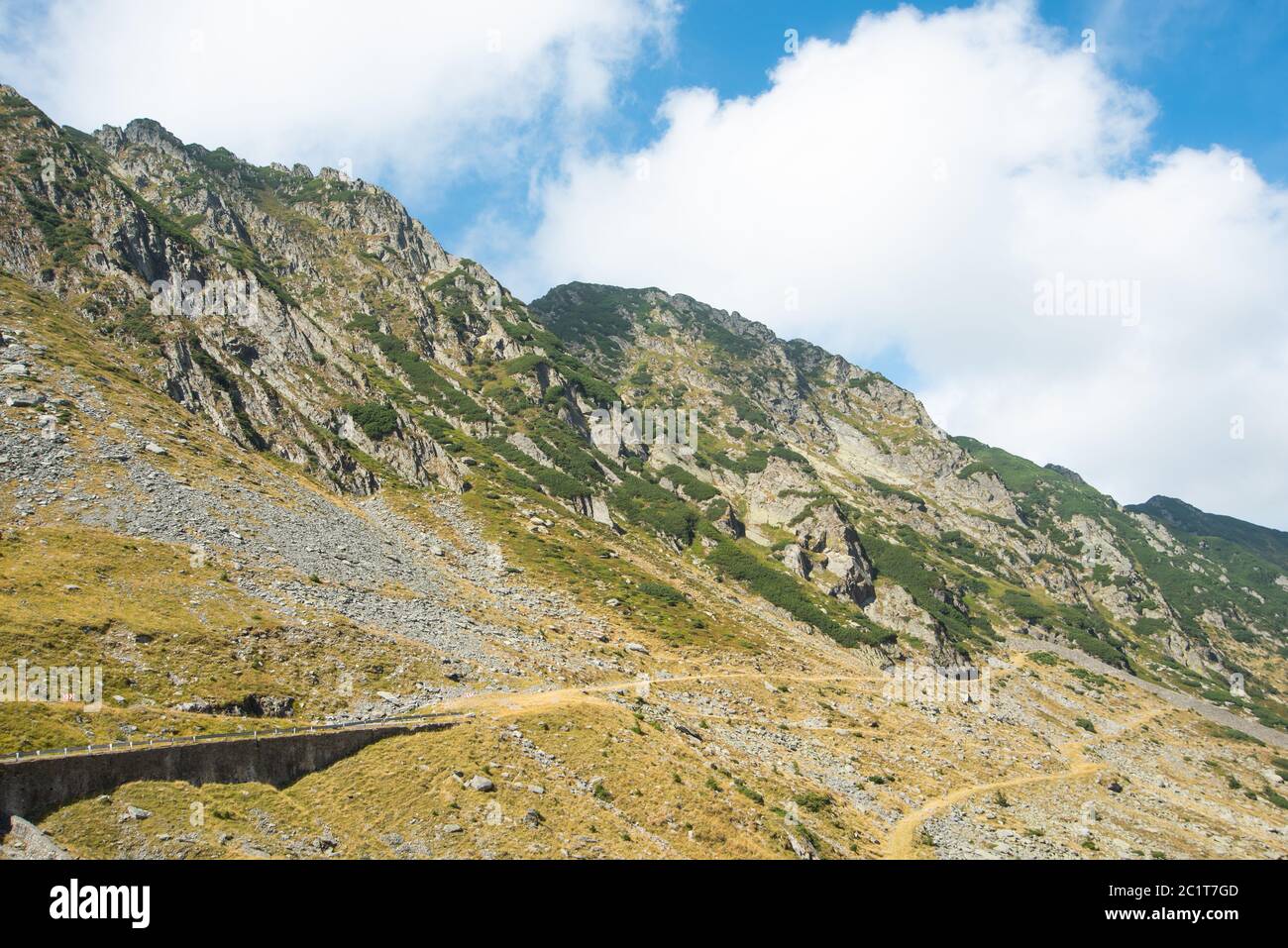 Breathtaking landscape in Carpathian mountains. With high green hills ...