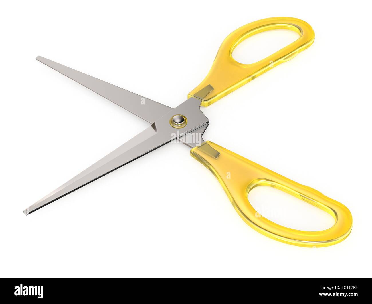Yellow opened scissors 3D Stock Photo - Alamy