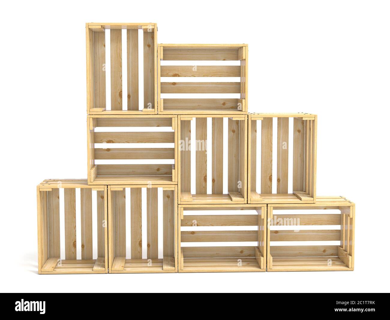 Empty wooden crates arranged 3D Stock Photo - Alamy