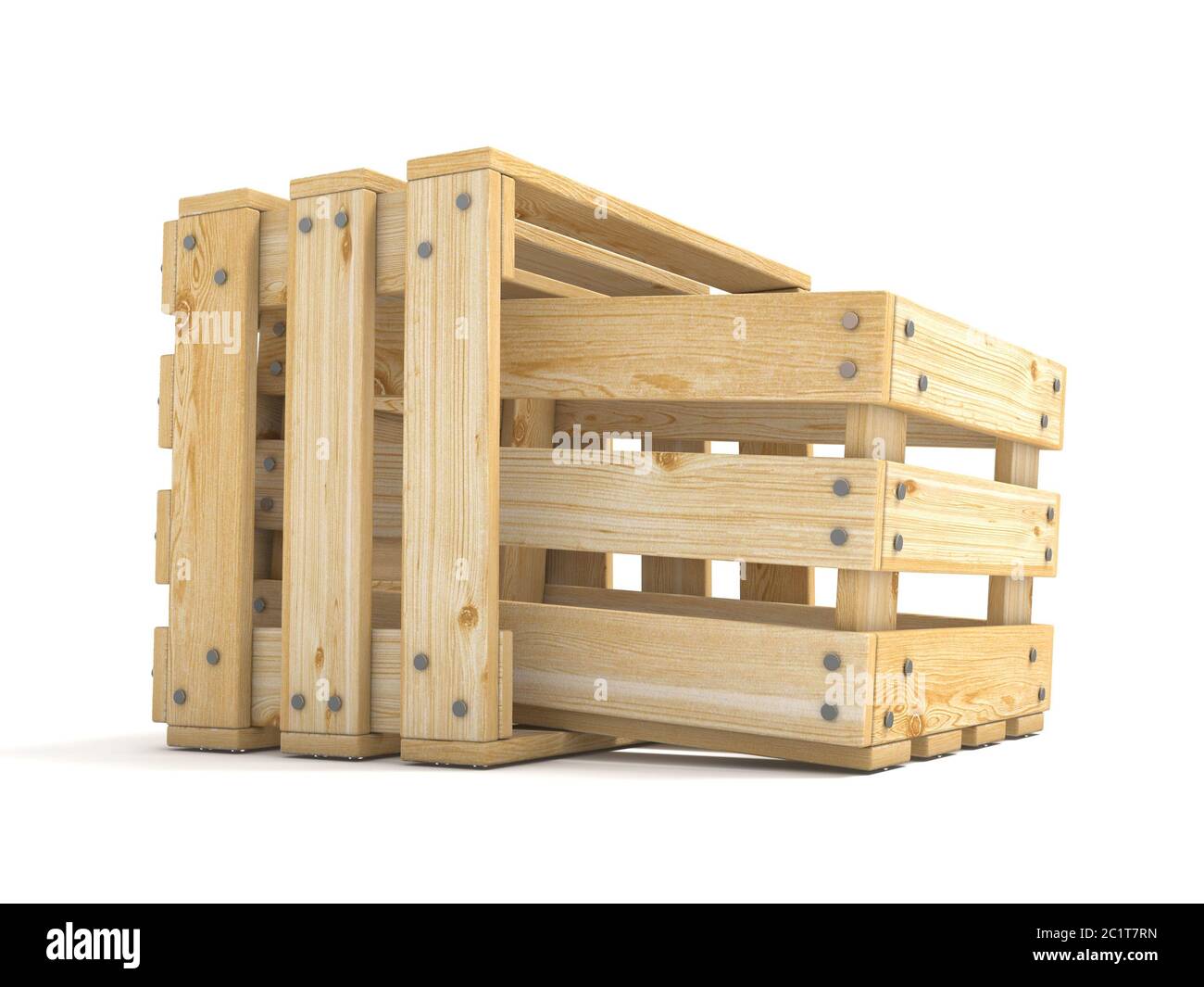 Two empty wooden crate Side view 3D Stock Photo - Alamy