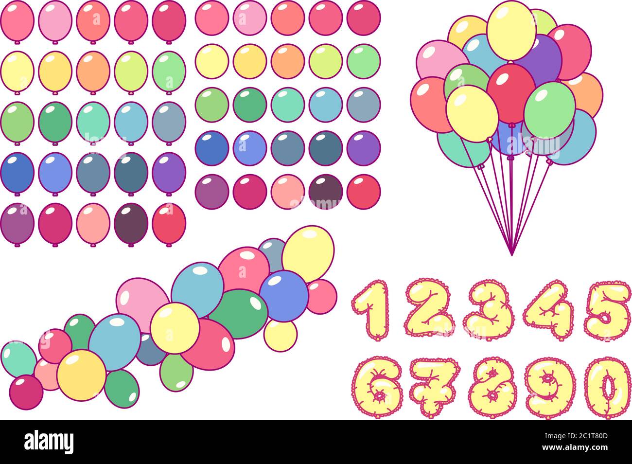 vector balloons clip art set. Number shaped balloons Stock Vector Image ...