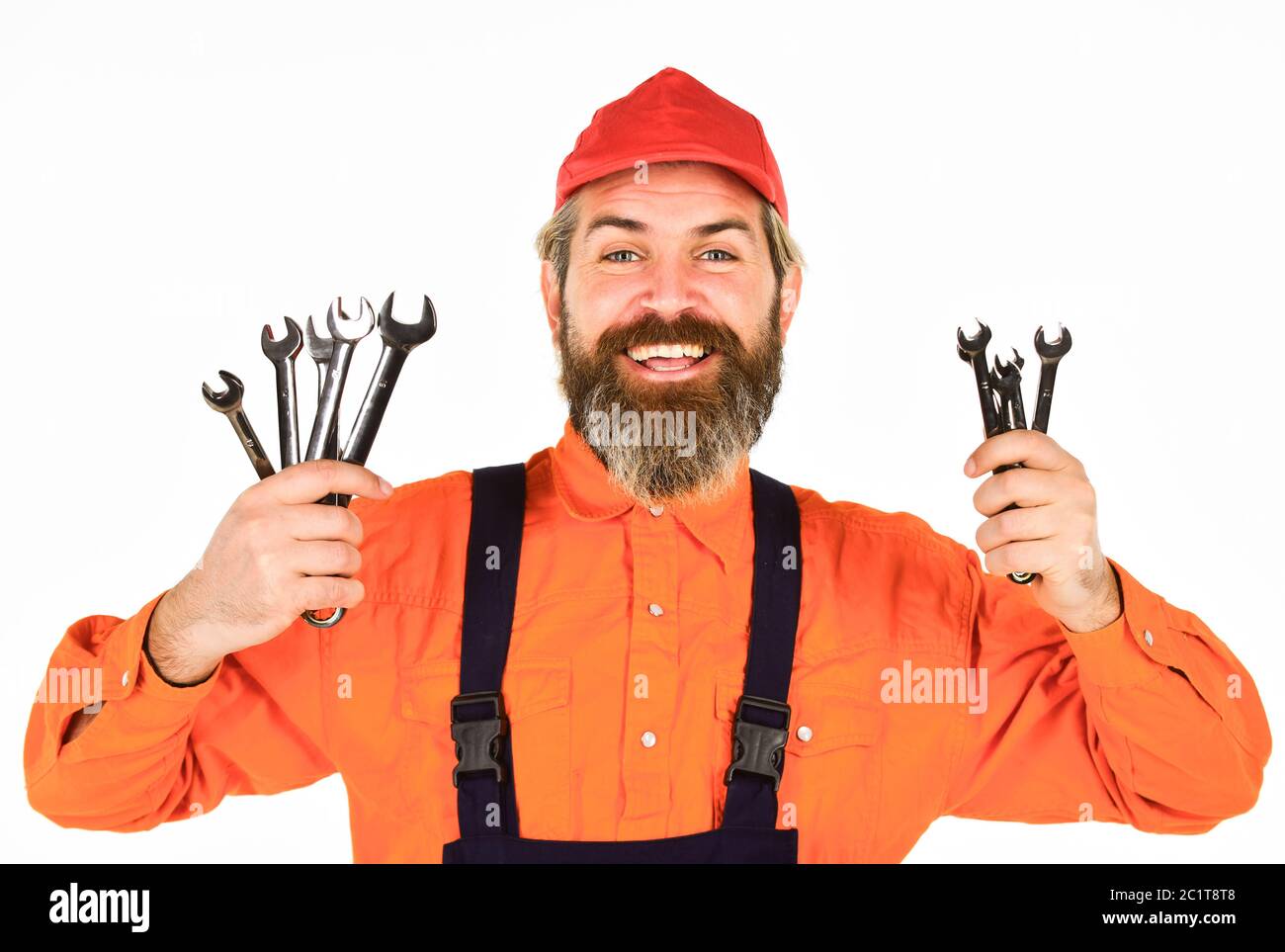 Replacement parts. Man hold wrench tools. Wrench tool. Automotive ...