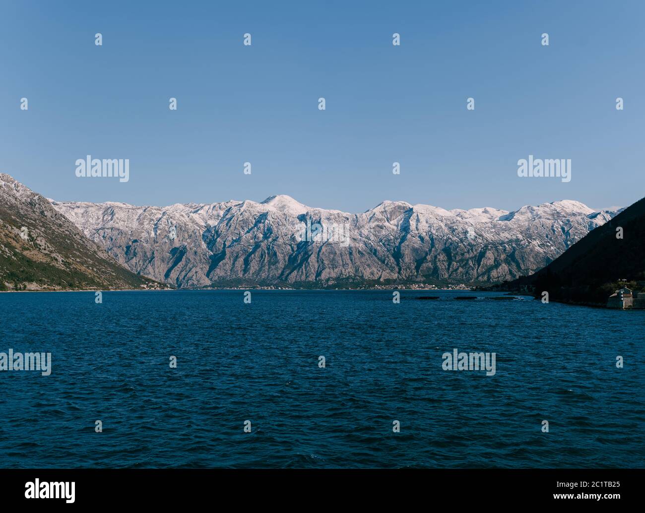 Snow-covered mountains in Kotor Bay, Montenegro Stock Photo - Alamy