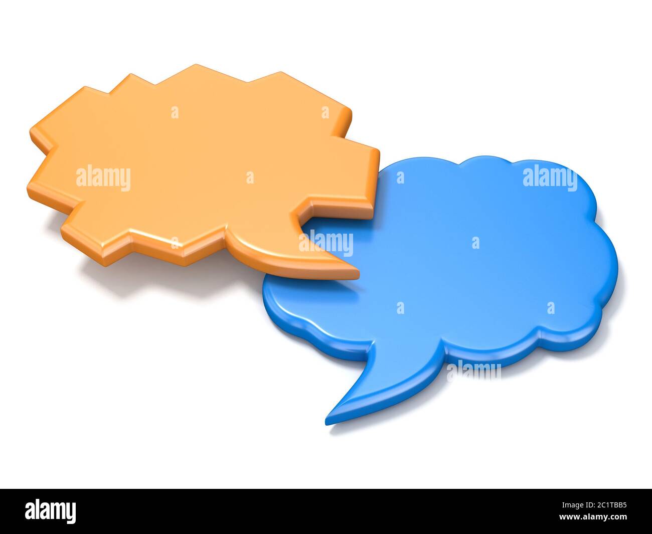 Orange and blue irregular shape blank speech bubbles 3D Stock Photo - Alamy