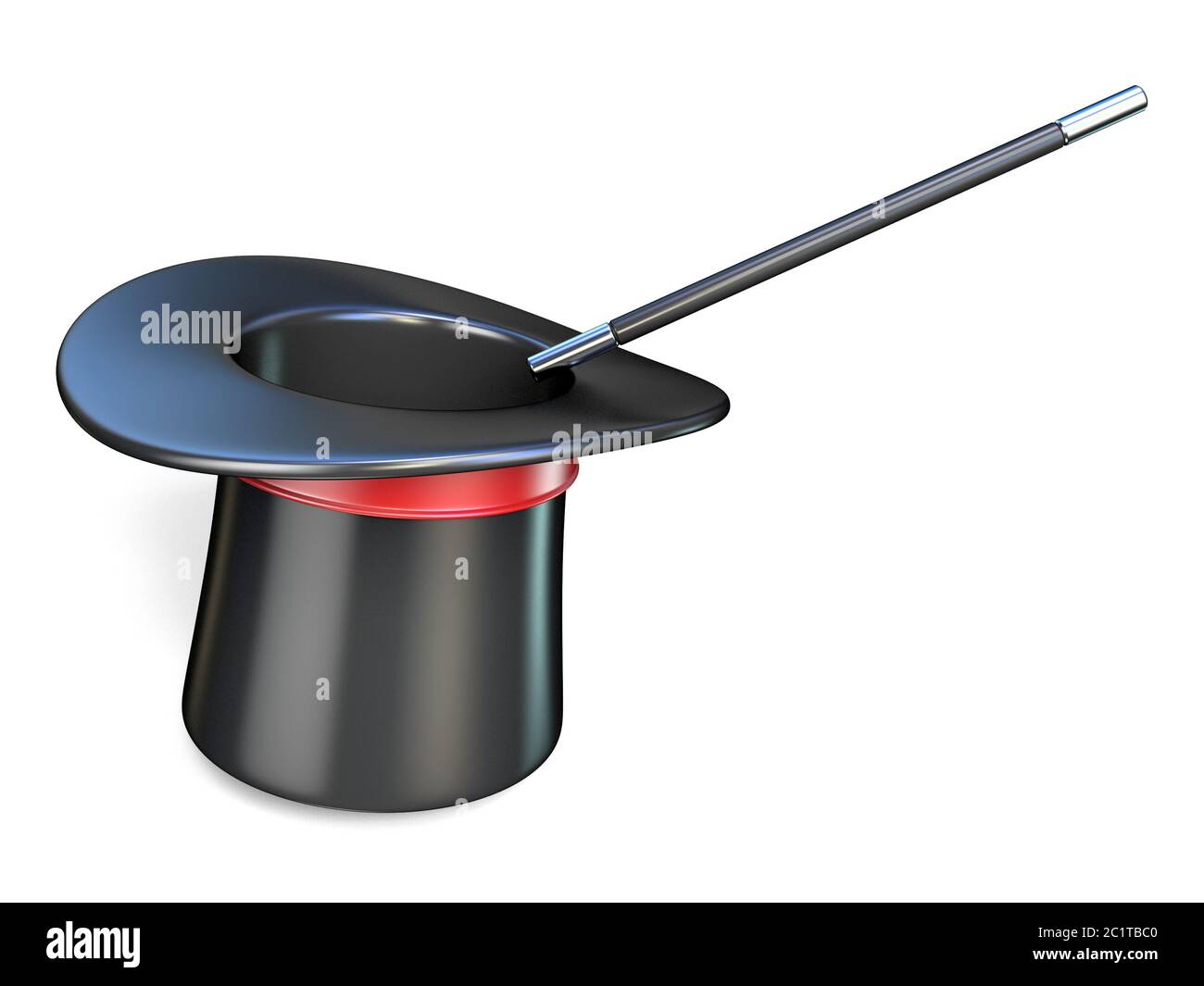 Magic wand and hat 3D Stock Photo - Alamy