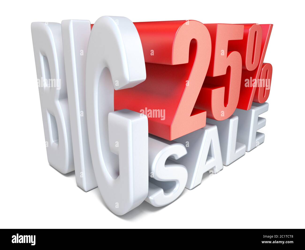 White red big sale sign PERCENT 25 3D Stock Photo - Alamy