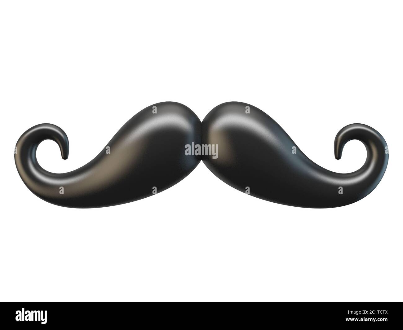 Black mustache 3D rendering illustration on white background Stock ...