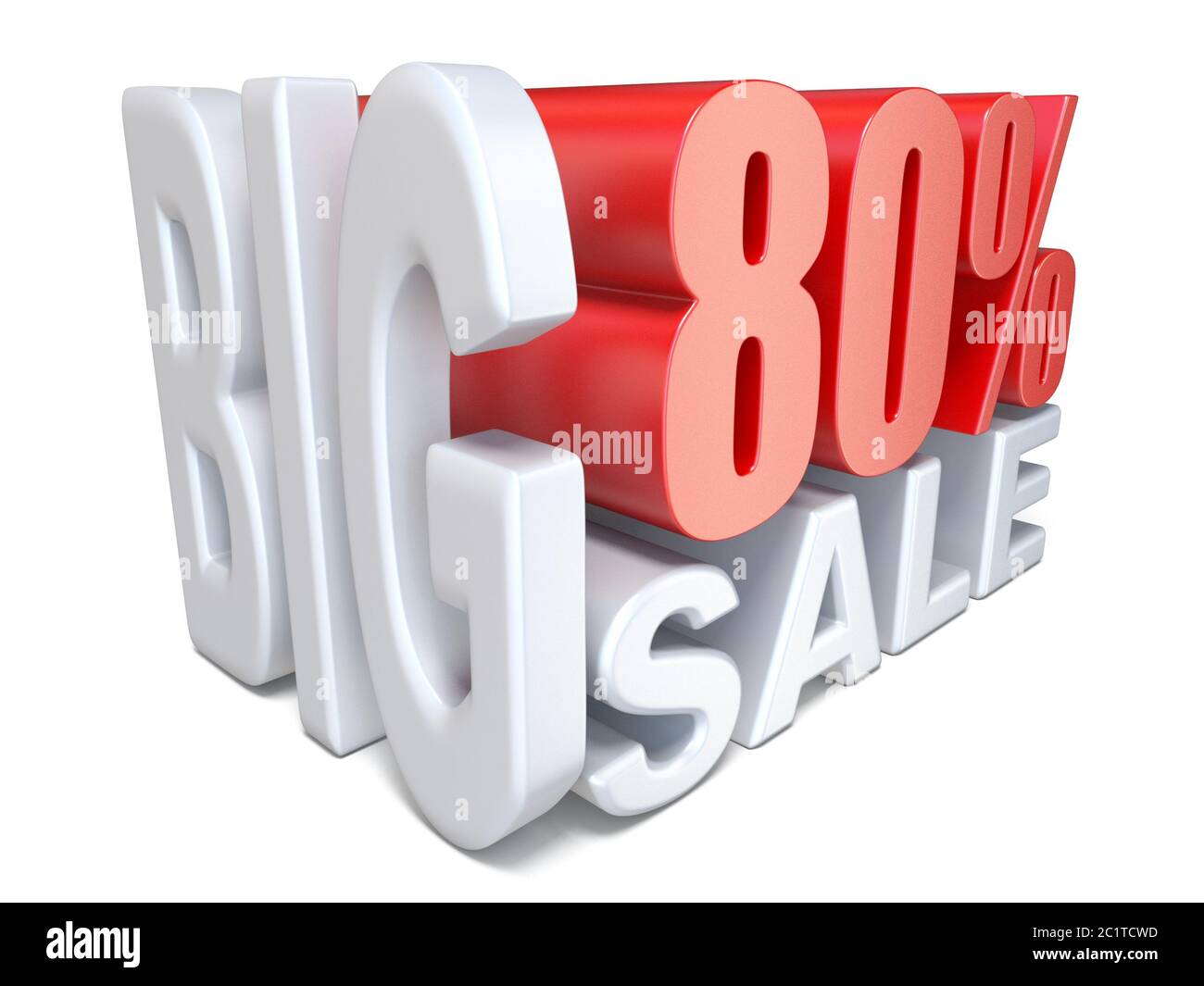 White red big sale sign PERCENT 80 3D Stock Photo - Alamy