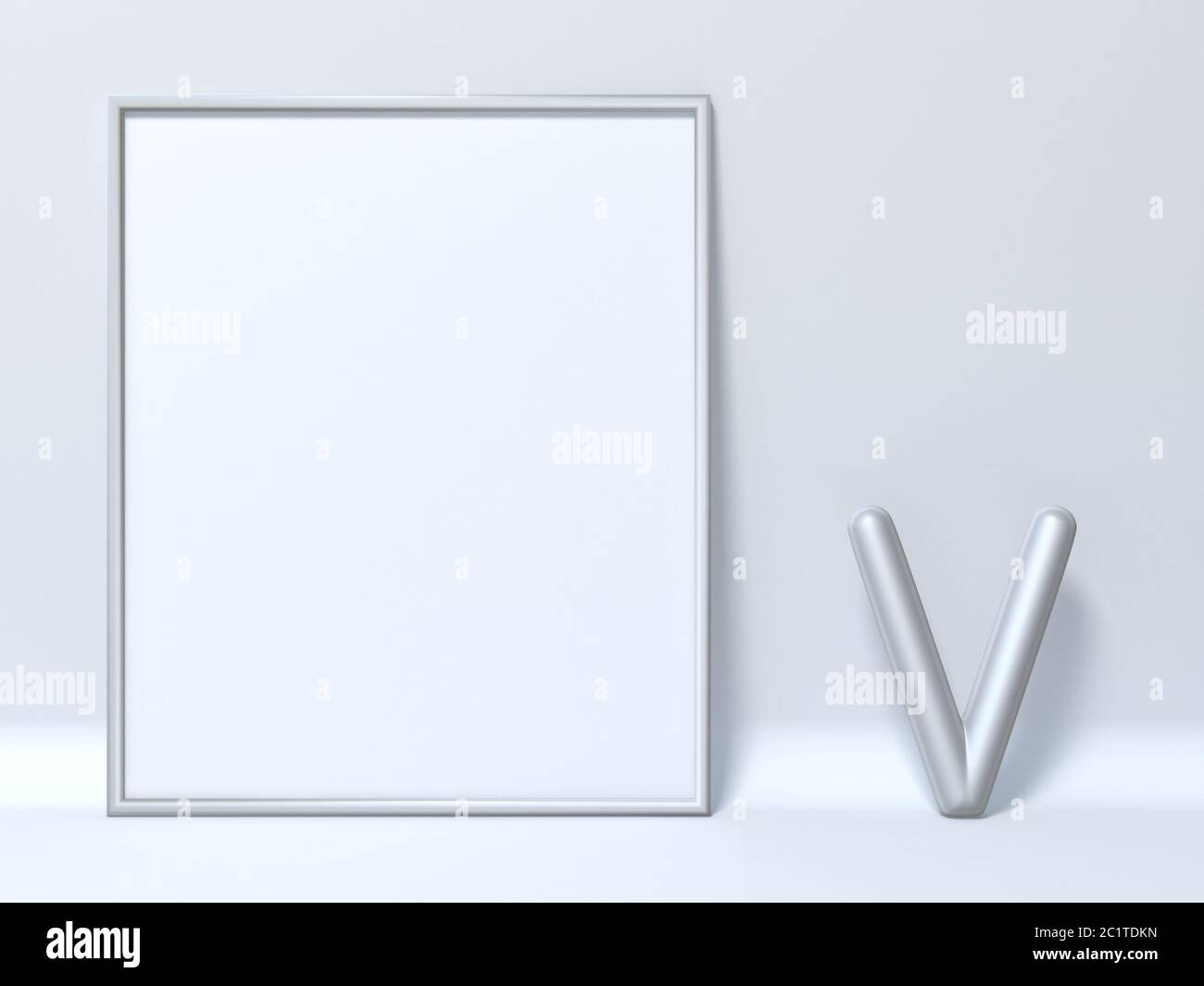 Mock up picture frame Letter V 3D Stock Photo - Alamy