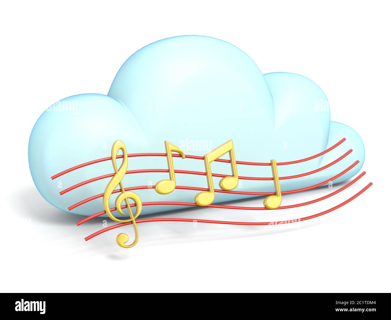 Cloud icon with music notes 3D Stock Photo - Alamy