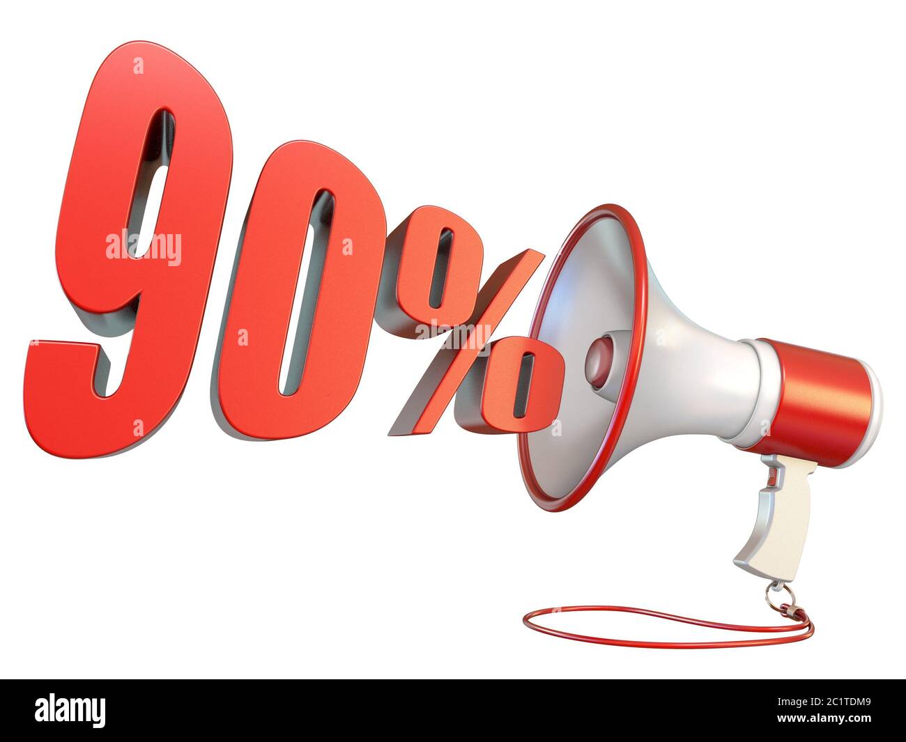 90 percent sign and megaphone 3D Stock Photo - Alamy