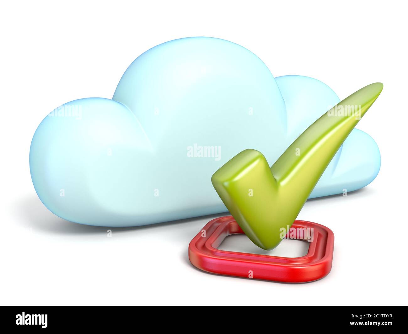 Cloud icon with green check mark 3D Stock Photo - Alamy