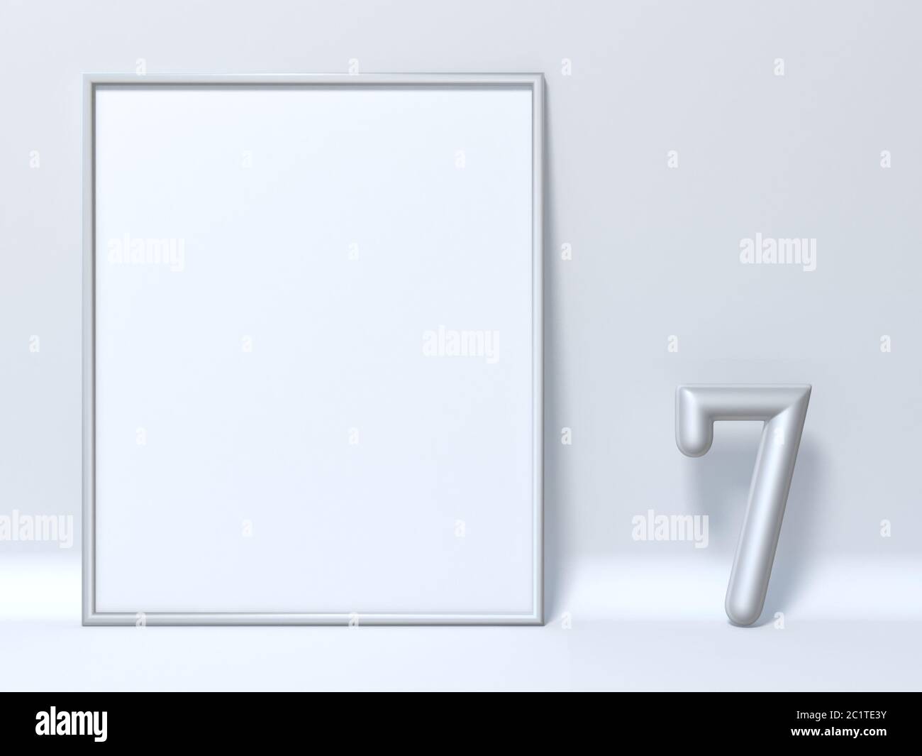 Mock up picture frame Number 7 SEVEN 3D Stock Photo - Alamy
