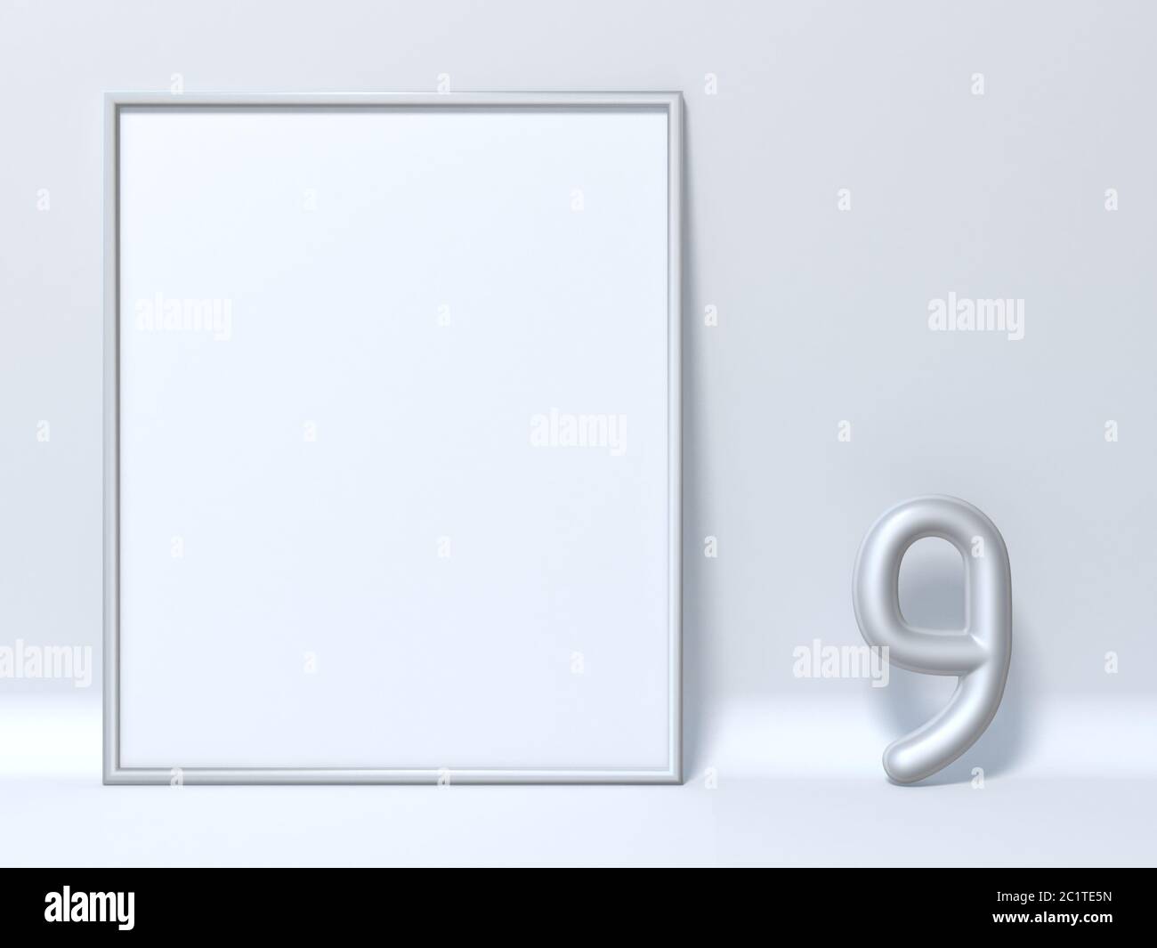Mock up picture frame Number 9 NINE 3D Stock Photo - Alamy