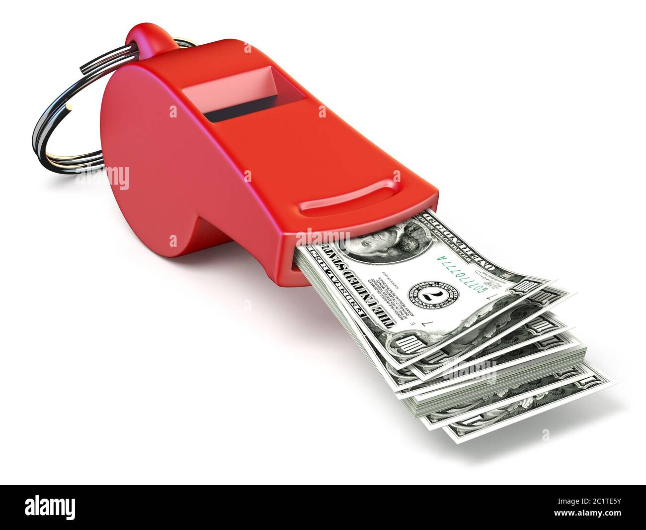 Dollar money in red whistle 3D Stock Photo - Alamy
