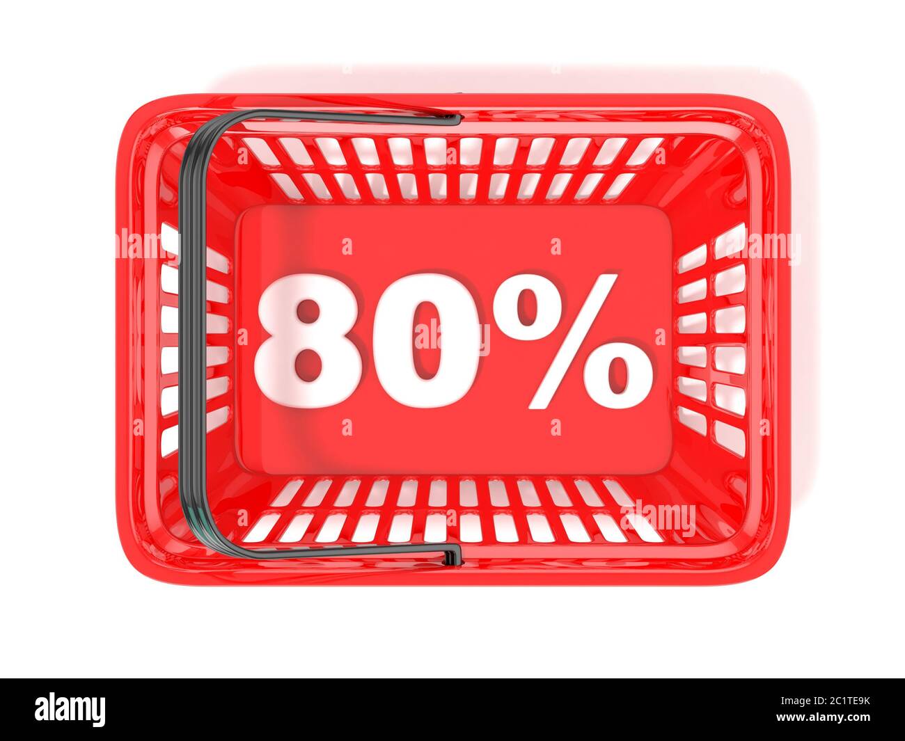 80 percent discount tag in red shopping basket. 3D Stock Photo - Alamy
