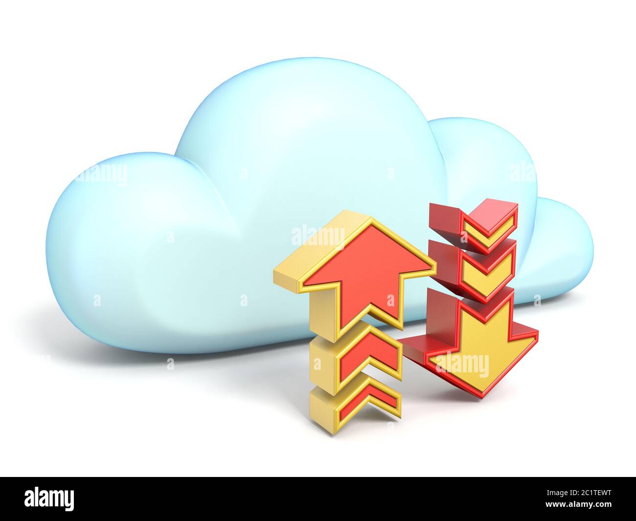 Cloud icon with download and upload arrows 3D Stock Photo - Alamy