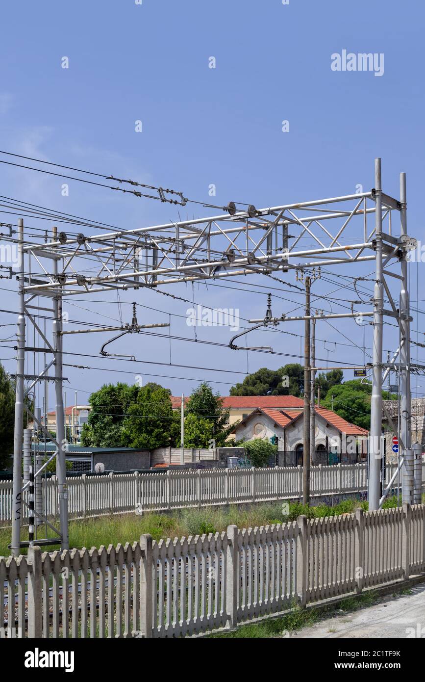 power line for the trains Stock Photo - Alamy