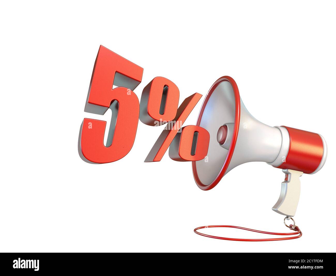5 percent sign and megaphone 3D Stock Photo - Alamy