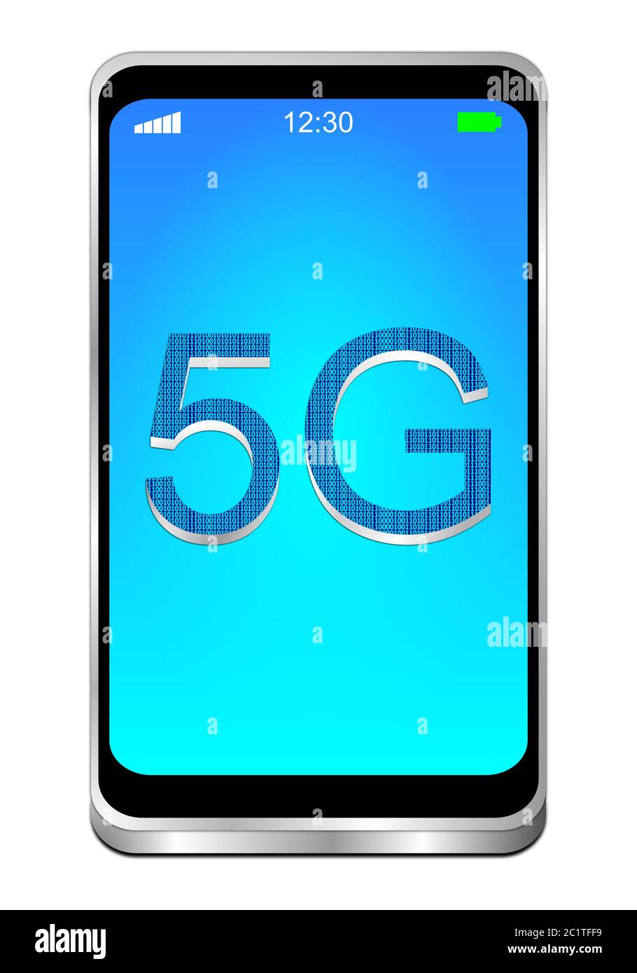 Smartphone with 5G on blue desktop - 3D illustration Stock Photo - Alamy