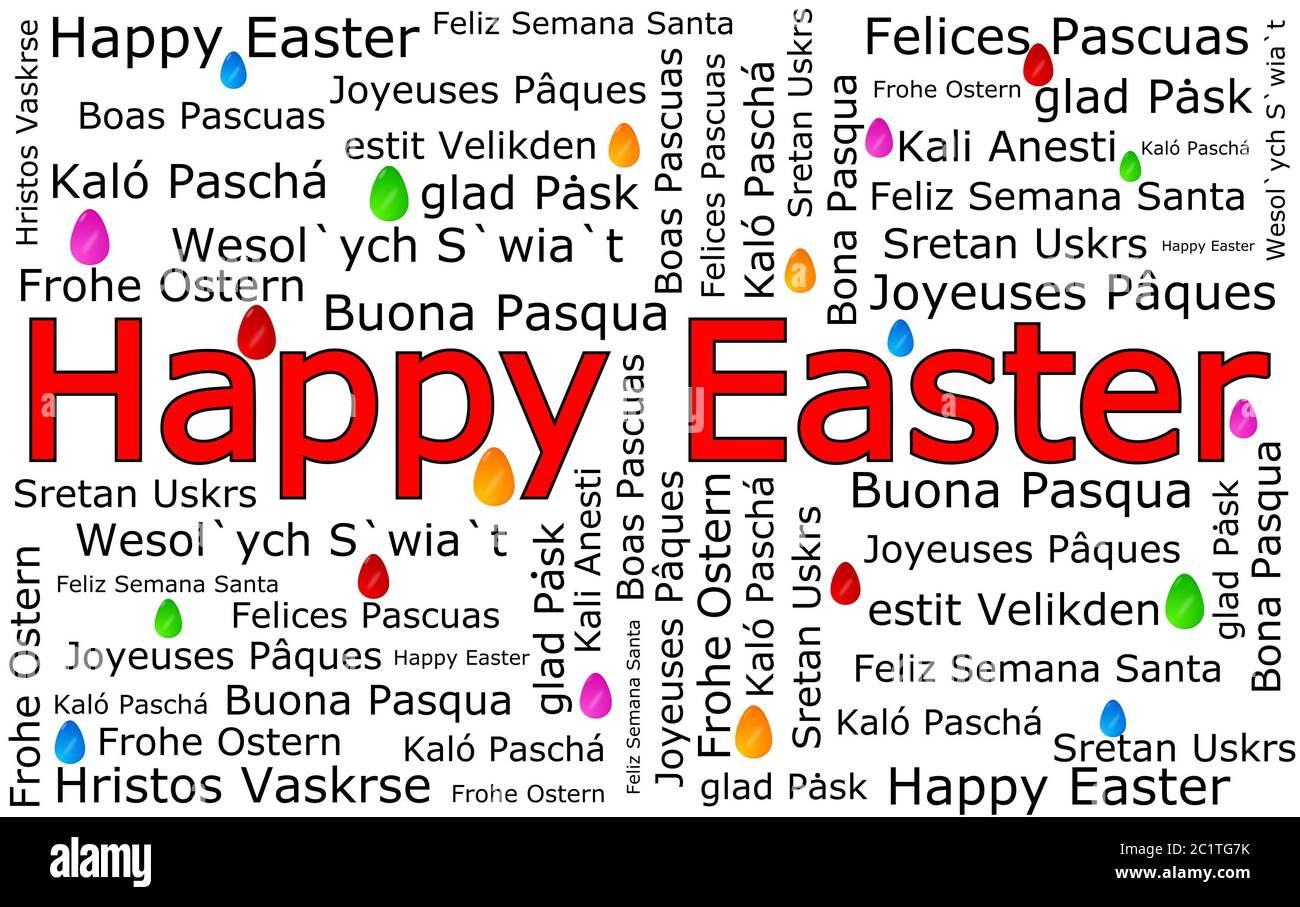 Happy Easter wordcloud on white background - illustration Stock Photo ...