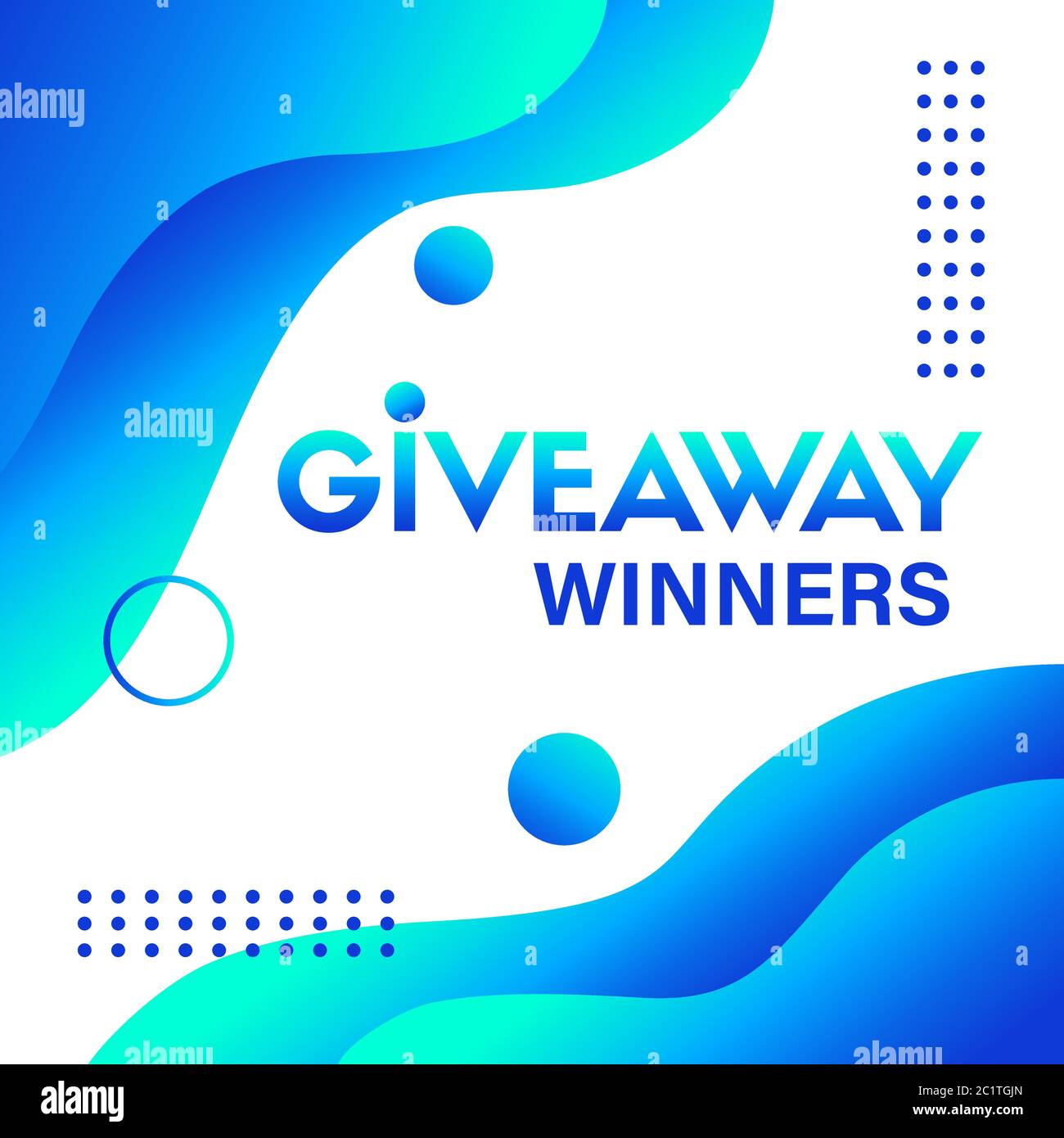 Giveaway winners. Vector blue liquid background template for social ...