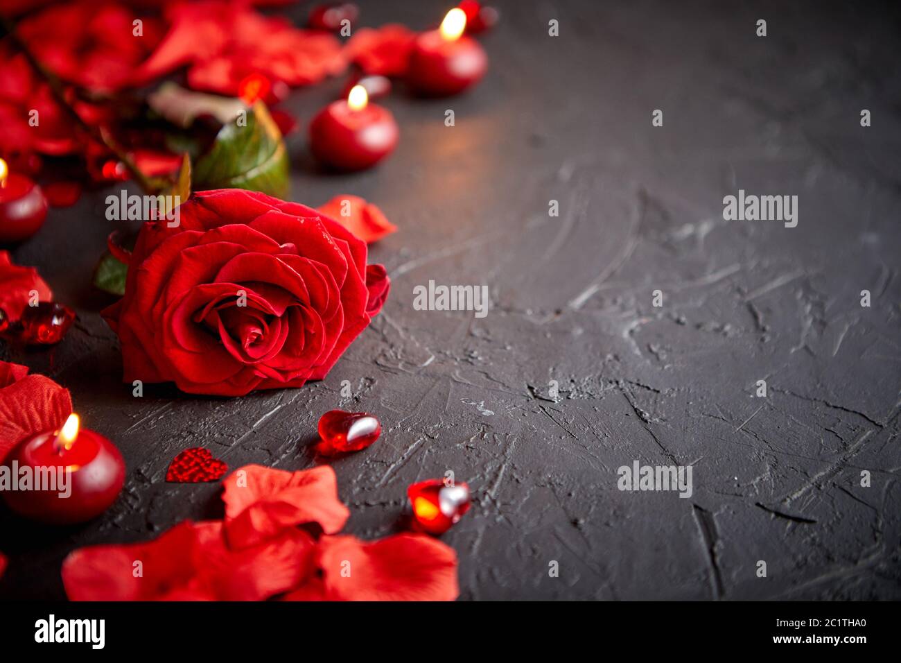 Romantic candles red rose hi-res stock photography and images - Alamy