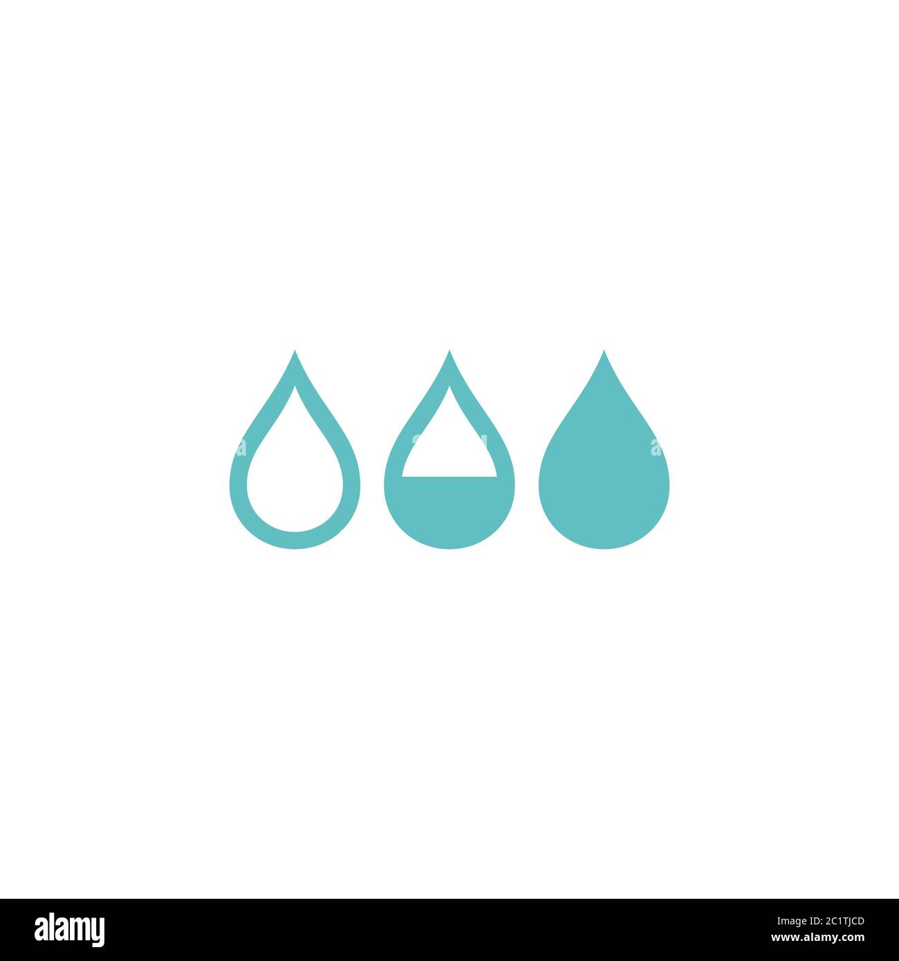 Three blue half filled drops. Watering or absorb pictogram. Soak up ...