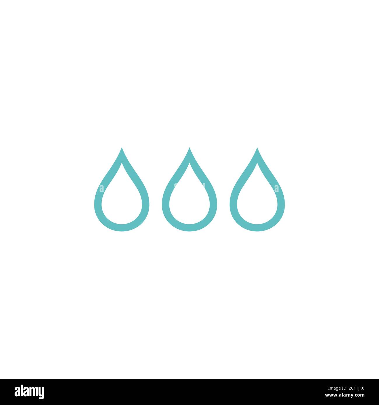 Three blue empty water drop, drip or droplet. Watering or absorb ...