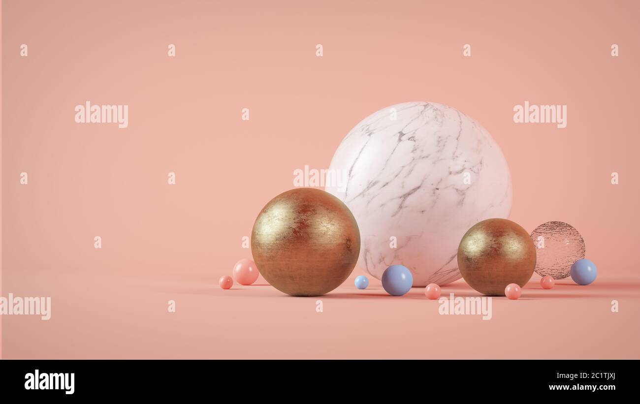 Textured spheres composition 3d rendering Stock Photo - Alamy