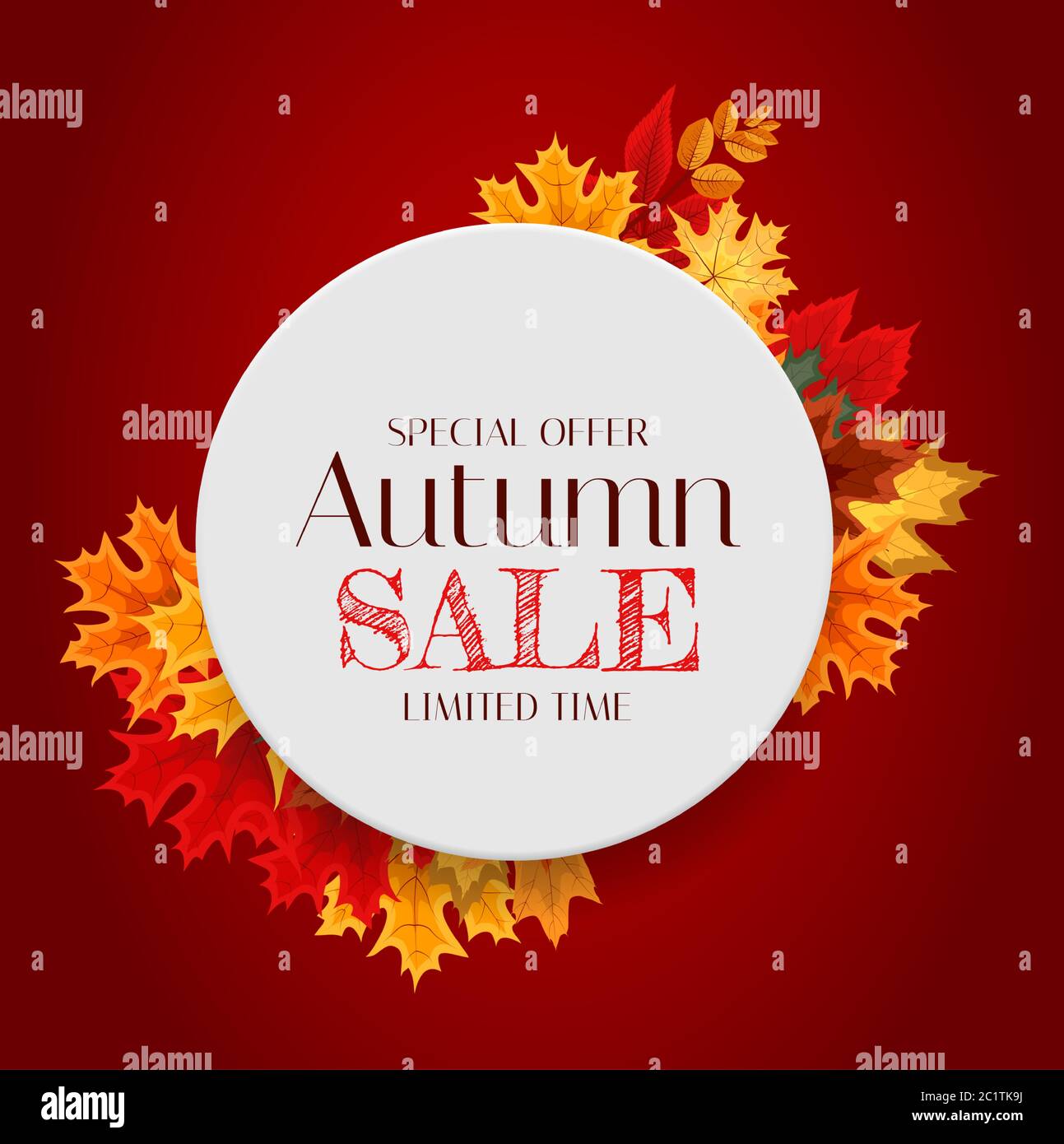 Autumn Sale Background Template with leaves. Special offer. Limited ...