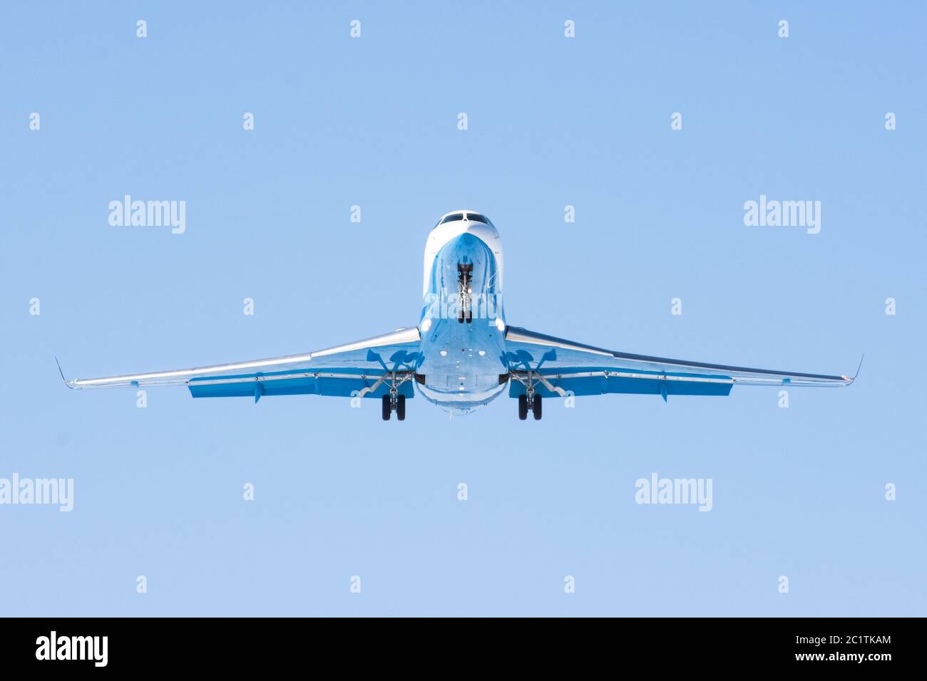 Small passenger airplane with engines at the tail Stock Photo - Alamy