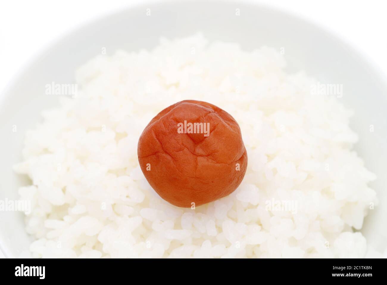 Japanese food, Umeboshi pickled salt plum on white rice, on white ...