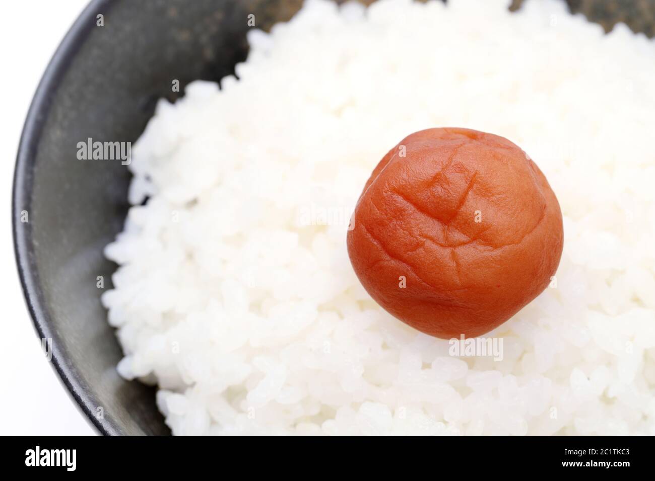 Japanese food, Umeboshi pickled salt plum on white rice, on white ...