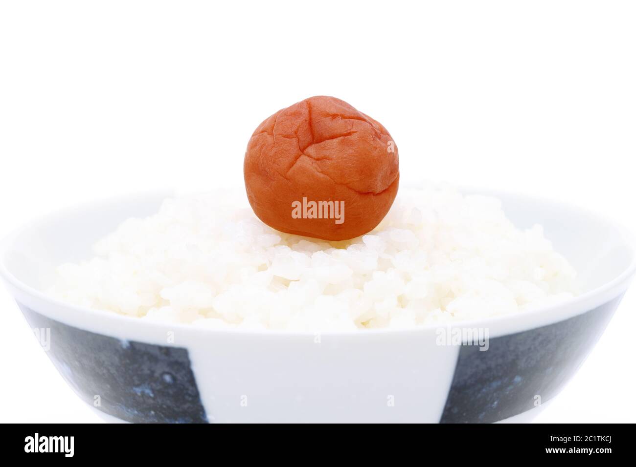 Japanese white rice and umeboshi (plum salt pickle) on a bowl Stock ...