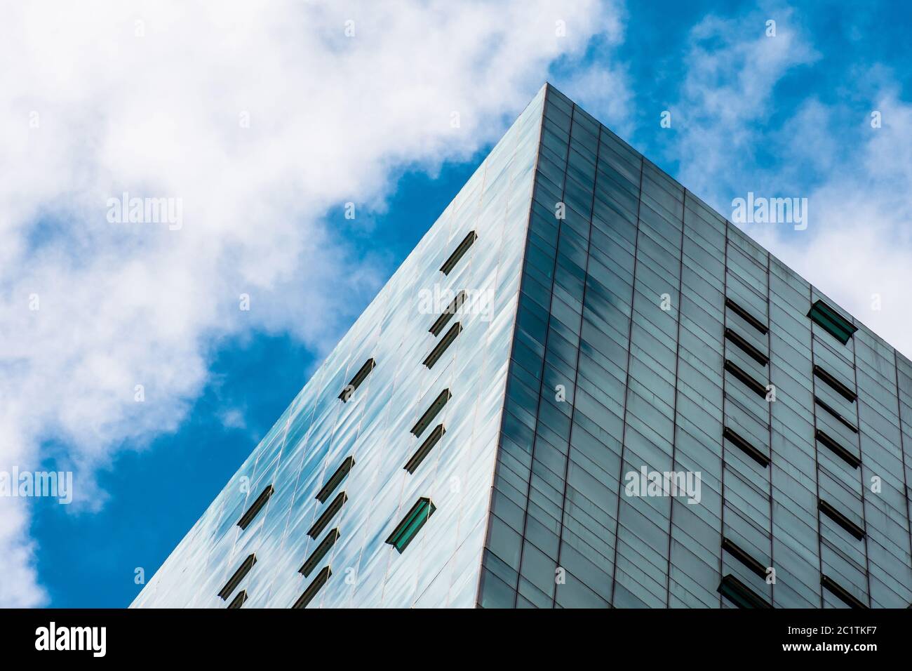 Angle glass facades of a window with the windows open transom, air ...