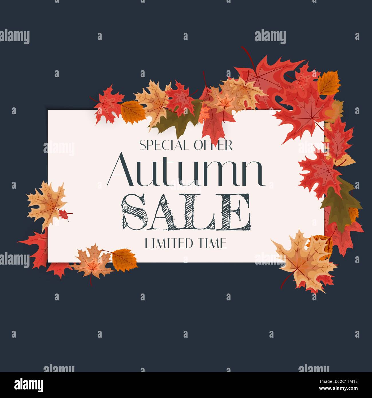 Abstract Vector Illustration Autumn Sale Background with Falling Autumn ...