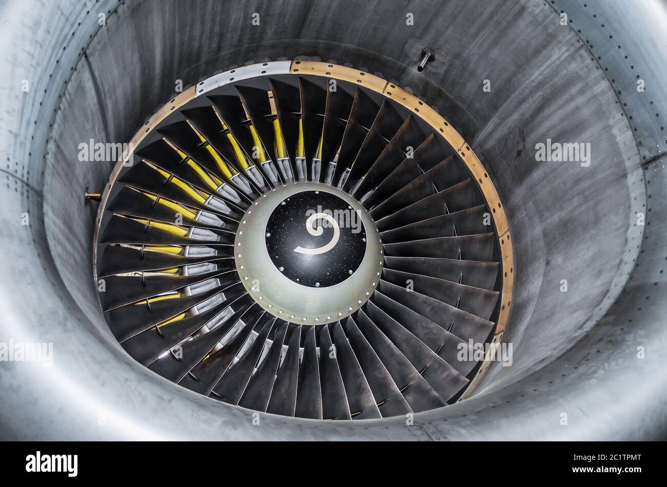 Close up view on a part plane turbine Stock Photo - Alamy