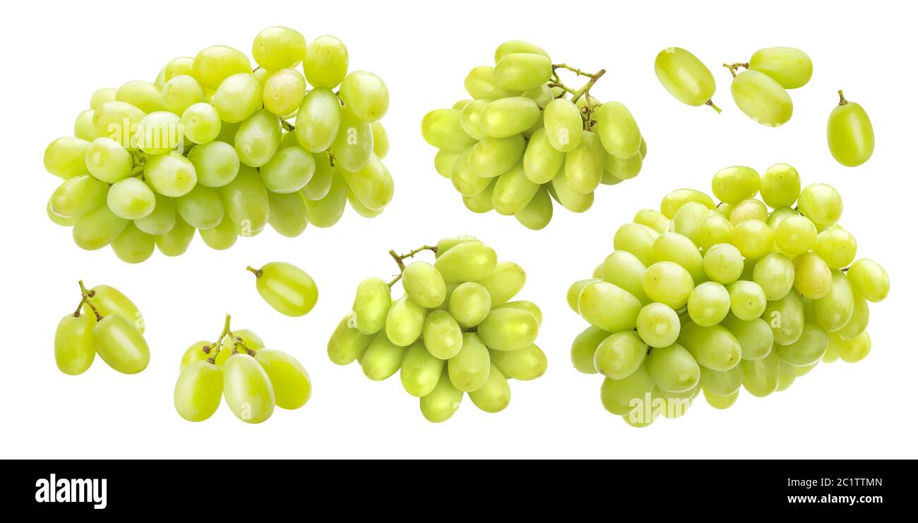Green grape isolated on white background, collection Stock Photo - Alamy