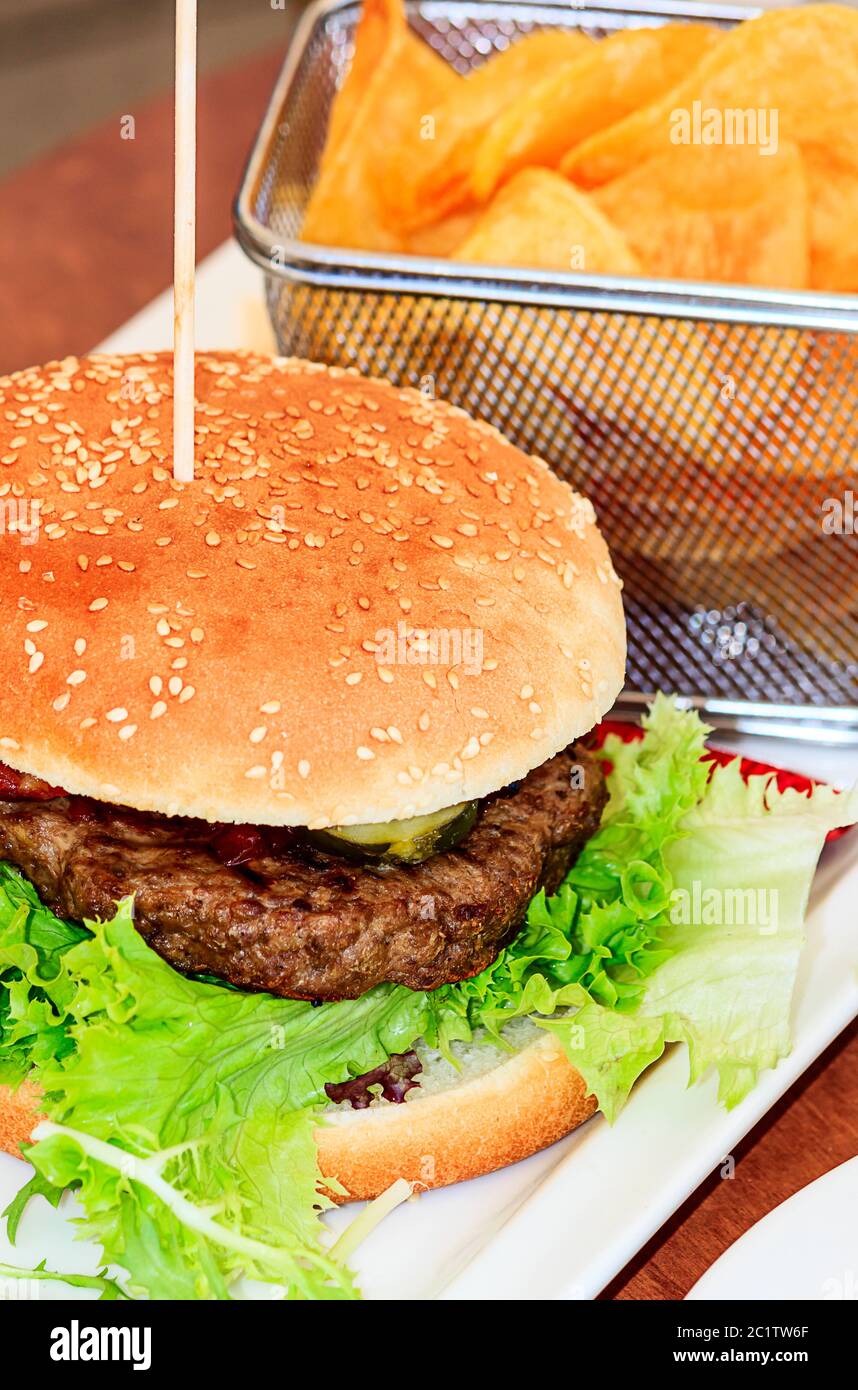 Beef Burger Cheese Tomato Cucumber High Resolution Stock Photography ...