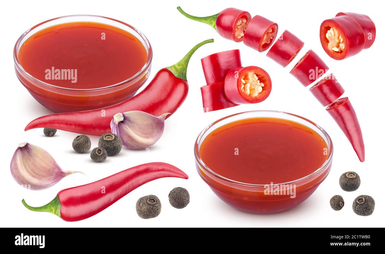 Chilli sauce ingredients isolated on white background Stock Photo - Alamy